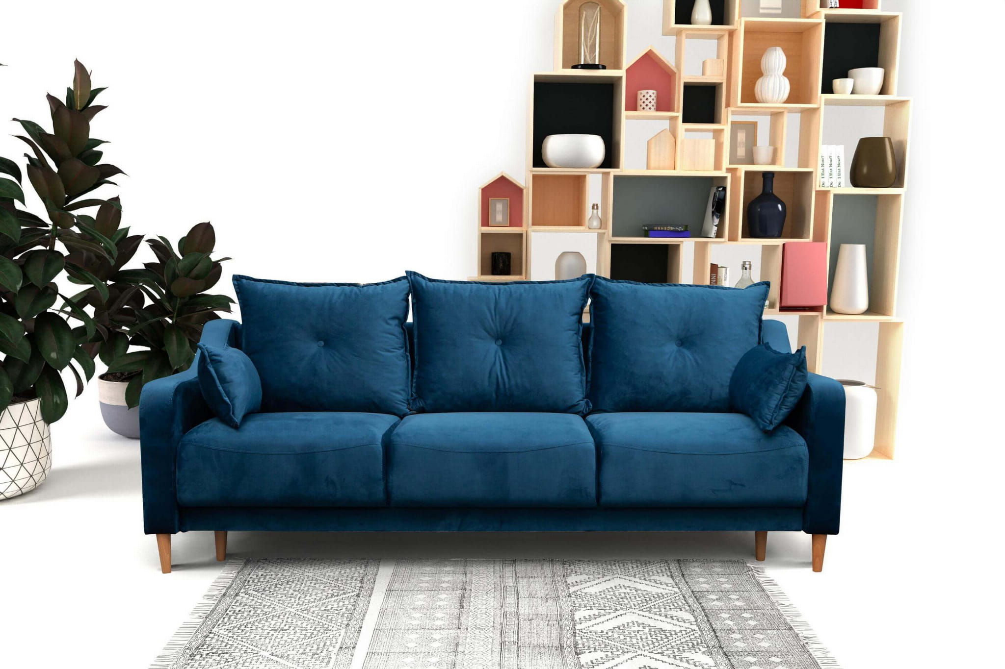 Sofa z funkcją spania i pojemnikiem na nóżkach LADY | MebleMWM